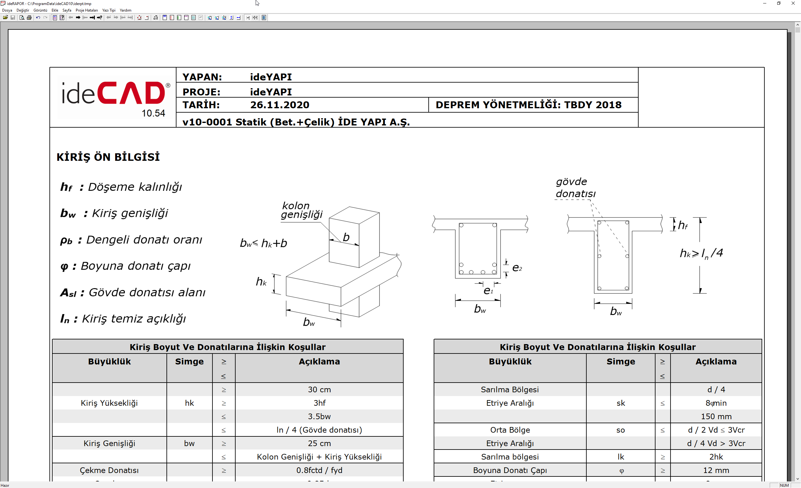 Rapor Sayfalarının Görünümü