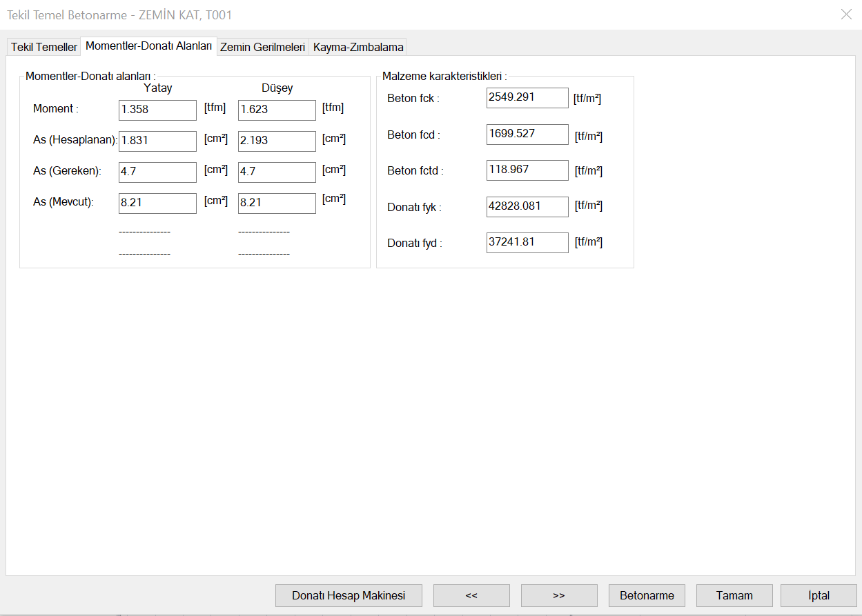 Tekil Temel Betonarme Tasarım