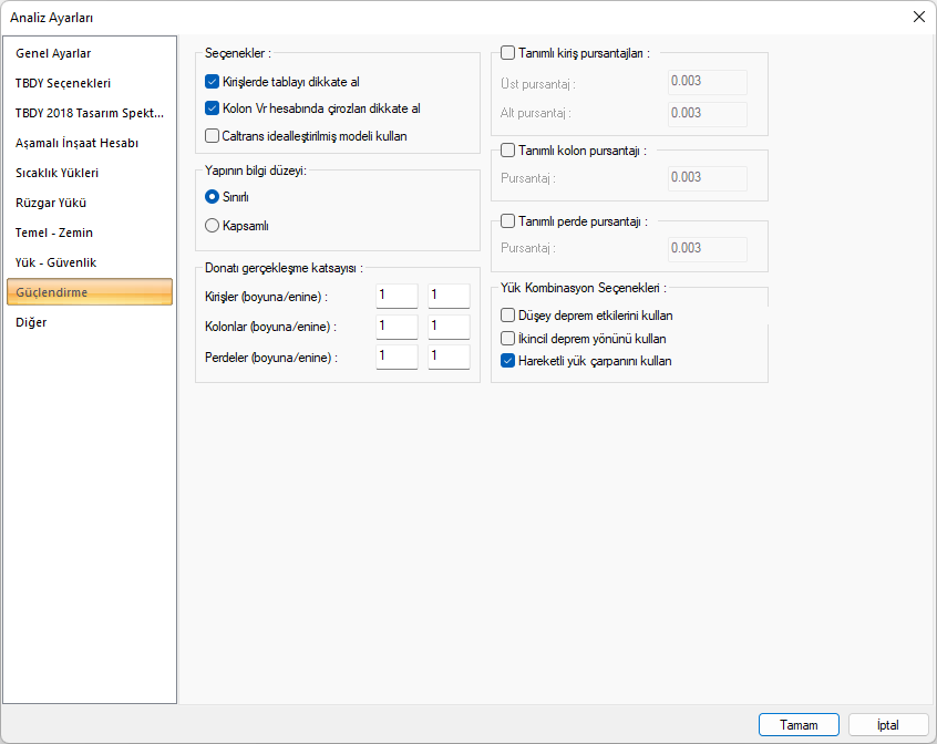 Performans Analizi Ayarlarının Düzenlenmesi