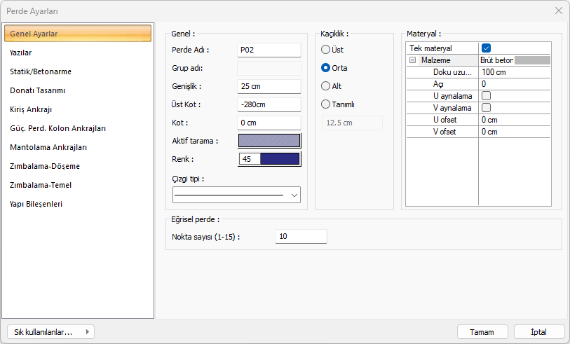 Subasman perdelerini nasıl tanımlayabilirim?
