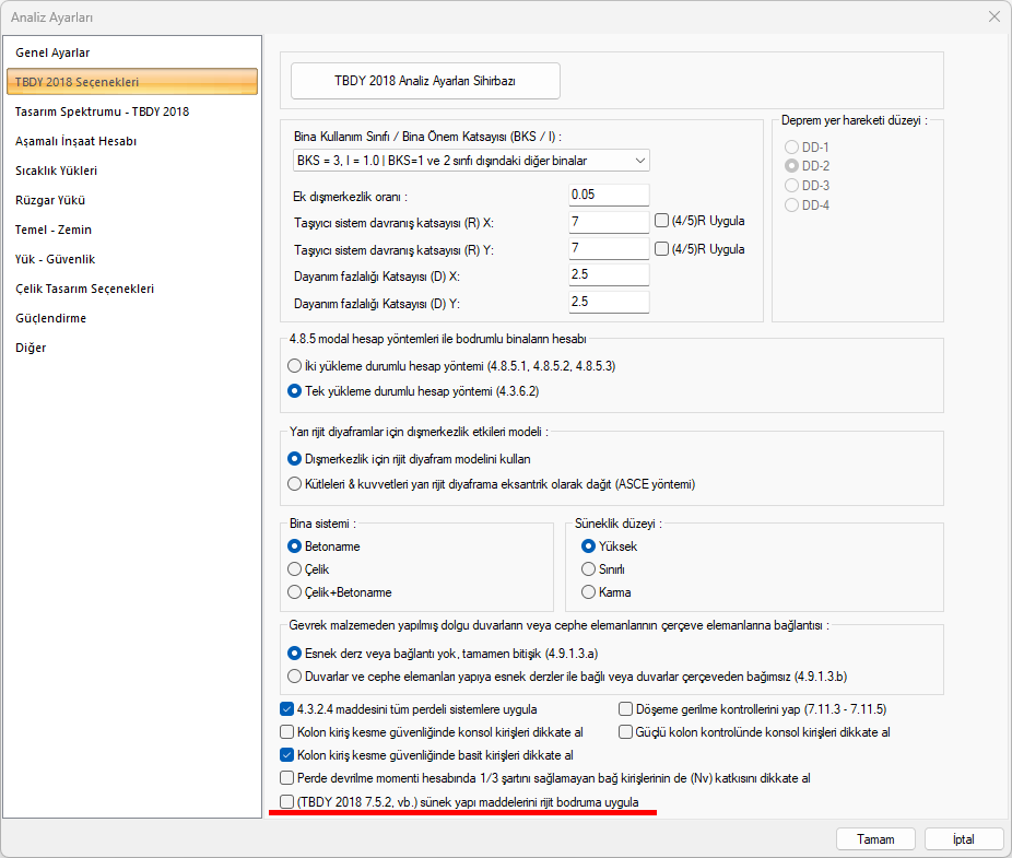 Kolon kiriş Birleşim Kesme Güvenliği raporunda, rijit bodrum kattaki ...