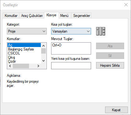 Ribbon Menüde Toolbar ve Kısayol Tanımla
