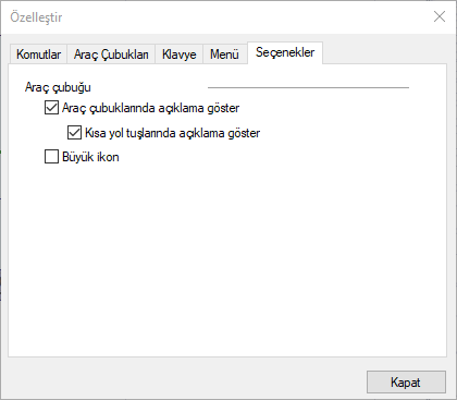 Ribbon Menüde Toolbar ve Kısayol Tanımla